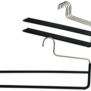 Mawa by Reston Lloyd Trouser Series Non-Slip Space-Saving Clothes Hanger with Double Rod for Pants, Style KH/2, Set of 5, Black