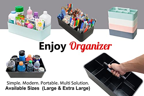 Enjoy Organizer- Commercial Large Portable Caddy Stackable Carry Caddy, Black, Carrier for Cleaning Supplies, Tools, All-Purpose Carry Caddy Made In USA (Mint)