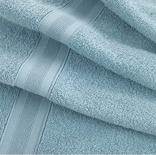 Cotton Fingertip Towels Set - 4 Pack Light Blue Highly Absorbent, Soft Feel Fingertip Towels 11"x17"