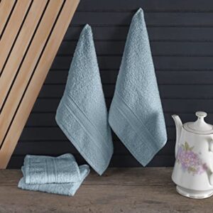 Cotton Fingertip Towels Set - 4 Pack Light Blue Highly Absorbent, Soft Feel Fingertip Towels 11"x17"