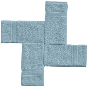 Cotton Fingertip Towels Set - 4 Pack Light Blue Highly Absorbent, Soft Feel Fingertip Towels 11"x17"