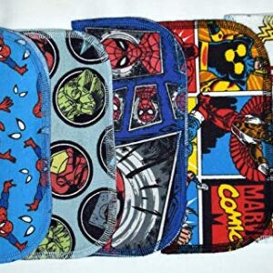 1 Ply Printed Flannel 8x8 Inches Little Wipes Set of 5 Favorite Superhero Characters