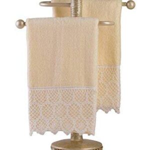 Creative Scents Fingertip Towels for Bathroom (11x18 inches) Towel Set of 4, Soft Velour Finish, Gorgeous Lace Trim, 100% Cotton, Machine Washable, Perfect for Guest Bathroom! (Cream,Ivory)