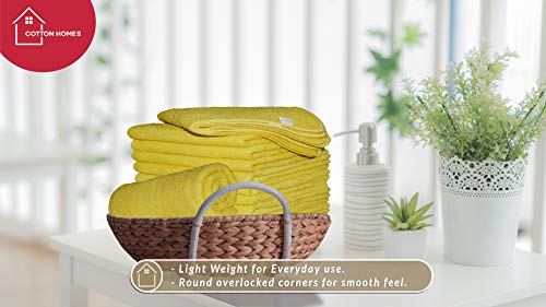 COTTON HOMES WASHCLOTH Soft Cotton Towels 11"x11" Yellow - (18 Pack) with 4 Free WASHCLOTHS, 100% Cotton Rich Fingertip Towels, Cleaning Rags Wash Cloths for Bathroom