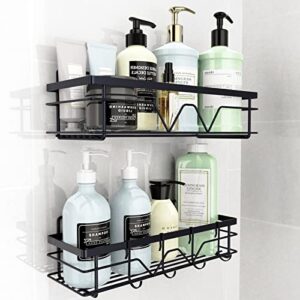 dryeuur shower caddy bathroom organizer, 2-pack adhesive stainless steel shower shelves for bathroom storage, wall mount shower organizer with hooks