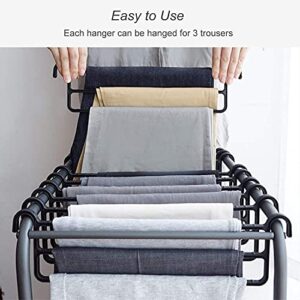 JINCAN Closet Pants Hangers for Women/Men, Home Metal Rolling Trouser Trolley with 10 Hangers, Fall Winter Use, Space Saving