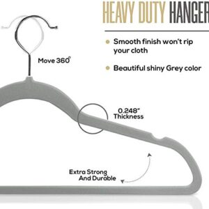 Utopia Home Premium Velvet Hangers 150 Pack - Non-Slip & Durable Clothes Hangers - Grey Hangers with 360 Degree Rotatable Hook - Heavy Duty Coat Hangers