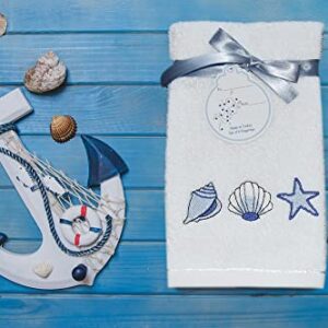 Classic Turkish Towels - Luxury Ocean Themed Fingertip Towels, 100% Turkish Cotton, Soft and Absorbent Bathroom Towels, Beach and Nautical Decor, 6-Piece Set - 12 x 20 Inches (Dolphins)