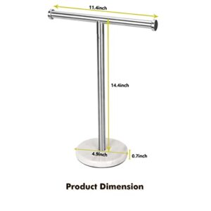 Hand Towel Holder Stand Countertop, Sturdy Marble Base, No Wobbly, Hand Towel Rack for Bathroom (Brushed Nickel)