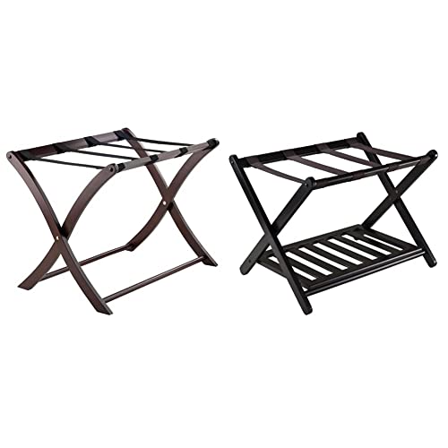 Winsome Scarlett Cappuccino Luggage Rack & 92436 Luggage Rack with Shelf