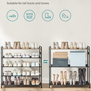 SONGMICS 5-Tier Shoe Storage Organizer and 8-Tier Tall Storage Rack Bundle, Shoe Storage Shelf, Narrow Shelf Organizer, Adjustable Feet, Rustic Brown, Black and Bronze ULMR035B01 and ULMR028A01