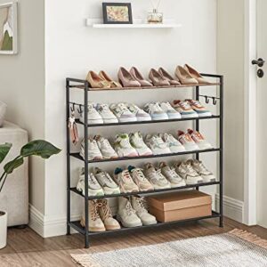 SONGMICS 5-Tier Shoe Storage Organizer and 8-Tier Tall Storage Rack Bundle, Shoe Storage Shelf, Narrow Shelf Organizer, Adjustable Feet, Rustic Brown, Black and Bronze ULMR035B01 and ULMR028A01