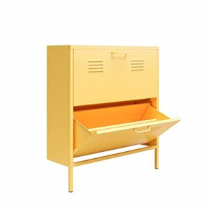 novogratz cache 2 door shoe storage, yellow