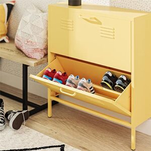 Novogratz Cache 2 Door Shoe Storage, Yellow