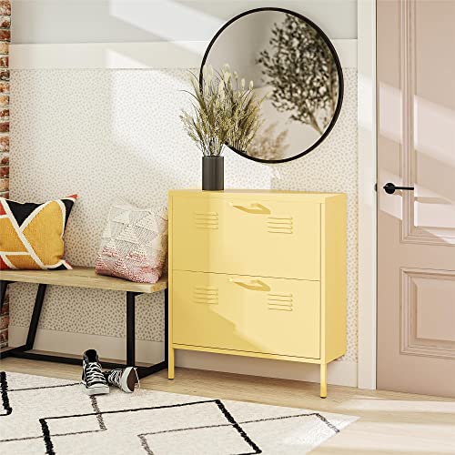 Novogratz Cache 2 Door Shoe Storage, Yellow