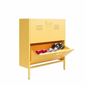 Novogratz Cache 2 Door Shoe Storage, Yellow