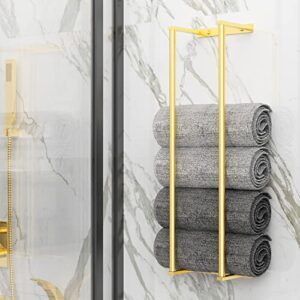 birosnsy towel racks for bathroom wall mounted rolled towel holders towel storage organizer for small bathroom mounted towel rack holds hand towels robes towels washcloths in bathroom/rv/camper gold