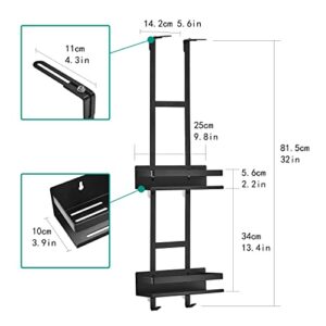 Over The Door Shower Caddy - TRUSTLIFE Shower Caddy Hanging Rustproof Stainless Shower Organizer for Bathroom, No Drilling Bathroom Shower Shelves - 2 Tier, Black