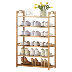 bamboo shoe rack 5-tier shoe storage organizer entryway shoe shelf (brown)