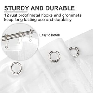 AmazerBath Clear Shower Curtain Liner, 72x72 Plastic Shower Liner with 12 Shower Curtain Hooks, Waterproof Shower Curtain Liner, Cute Shower Curtains for Bathroom with Magnets and 12 Grommet Holes