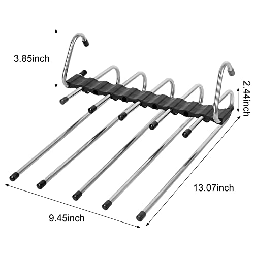 CozyCat Space Saving Pants Hanger, 2-Pack, 5-Layer Trouser Rack, Suitable for Wardrobe Storage, Stainless Steel Hanger, Non-Slip Layers, Suitable for Pants, Clothes, Scarves and Skirts