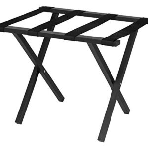 Wholesale Hotel Products Premium Metal Luggage Rack - Great for Guest Room, Metal Suitcase Stand, Square Tube (Black)