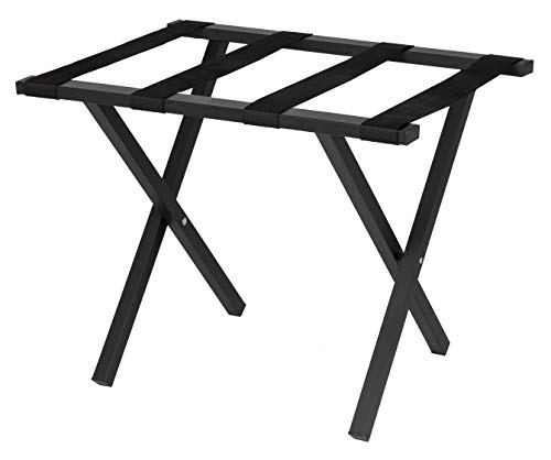 Wholesale Hotel Products Premium Metal Luggage Rack - Great for Guest Room, Metal Suitcase Stand, Square Tube (Black)