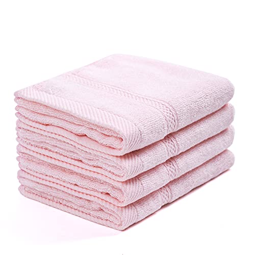 Mother-Earth Hand Towels, Fingertip Towels for Bathroom - 11 x 18 Inches, Extra Absorbent and Soft Terry Towels for Sensitive Skin, Quick Dry, Set 4 Pieces (Pink)