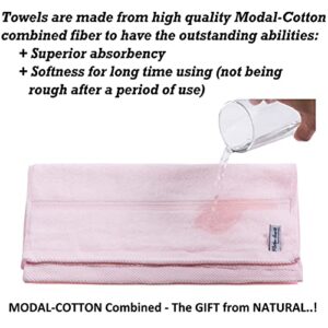 Mother-Earth Hand Towels, Fingertip Towels for Bathroom - 11 x 18 Inches, Extra Absorbent and Soft Terry Towels for Sensitive Skin, Quick Dry, Set 4 Pieces (Pink)