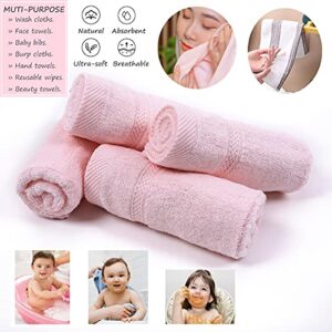 Mother-Earth Hand Towels, Fingertip Towels for Bathroom - 11 x 18 Inches, Extra Absorbent and Soft Terry Towels for Sensitive Skin, Quick Dry, Set 4 Pieces (Pink)