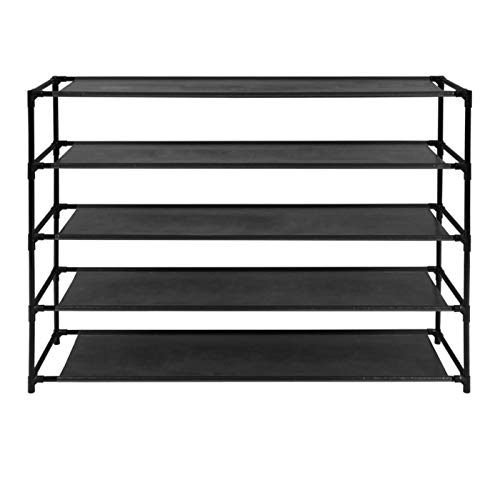 LOPJGH Shoe Racks,39-Inch Super Wide and Extra Large Combined Simple Shoe Rack 5-Tier 30-Pair Shoe Rack Cubby Organizer,Non-Woven Fabric Shoe Storage Cabinet (black)