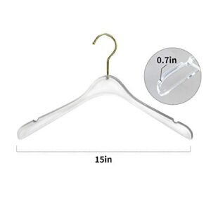 tonchean 20 Pack Quality Acrylic Clear Hangers Acrylic Crystal Clothes Hangers with Swivel Hook Gold Clear Hangers with Non-Slip Notches for Suit Coat Sweater Jacket Blouse Dress