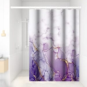 uiiooazy marble bathroom shower curtain purple gold fabric shower curtains with hooks watercolor abstract shower curtain liner 60x72 inches