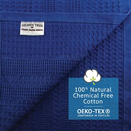 GILDEN TREE Waffle Towel Quick Dry Thin Exfoliating, 4 Pack Washcloths for Face Body, Classic Style (Indigo)