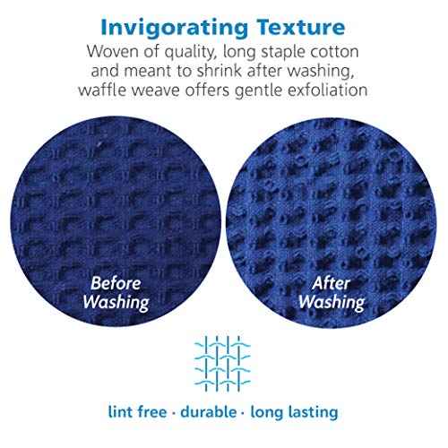 GILDEN TREE Waffle Towel Quick Dry Thin Exfoliating, 4 Pack Washcloths for Face Body, Classic Style (Indigo)