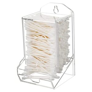 beautyflier qtip dispenser cotton swab holder, large acrylic q tip dispenser storage organizer modern containers countertop decor for bathroom restroom (clear, cotton swab dispenser only)