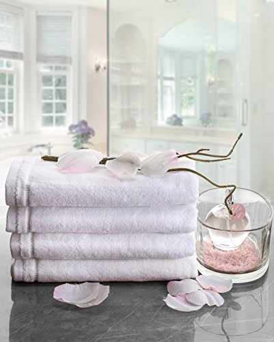 Monogrammed Towels Fingertip, Personalized Gift, 11 x 18 Inches - Set of 4- Silver Embroidered Towel - Extra Absorbent 100% Cotton- Soft Velour Finish - For Bathroom/ Kitchen/ Spa- Initial C (White)