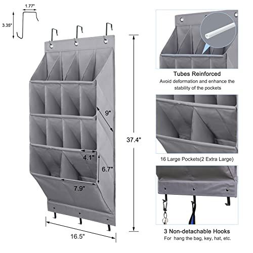 FENTEC 2 Pack Over the Door Shoe Organizers Hanging Shoe Organizer, Stuffed Animal Storage Over Door Stuffed Animal Organizer