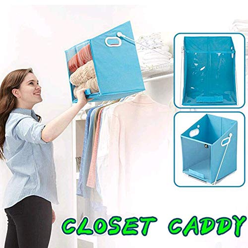 REFAHB Closet Caddy Dirty Clothes Storage Organizer,Rotatable Retrieve Clothes Organizer Case,Pull Down Shelf Storage System Foldable Laundry Organiser for Storage Dirty Clothes Toys(Blue)