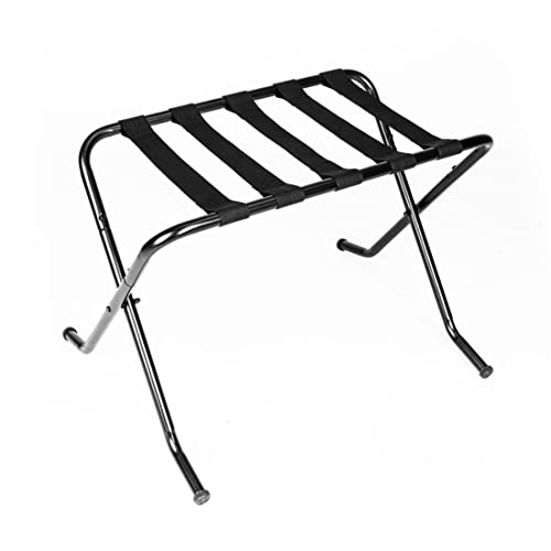 ADUZA Folding Luggage Rack, Collapsible Metal Suitcase Stand with Durable, Holds up to 110 lb for Guest Room, Suitcase Stand, Foldable Steel Frame, for Hotel, Bedroom, 27.2 x 15 x 20.5 Inches Black