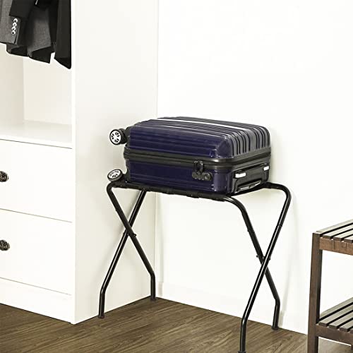 ADUZA Folding Luggage Rack, Collapsible Metal Suitcase Stand with Durable, Holds up to 110 lb for Guest Room, Suitcase Stand, Foldable Steel Frame, for Hotel, Bedroom, 27.2 x 15 x 20.5 Inches Black