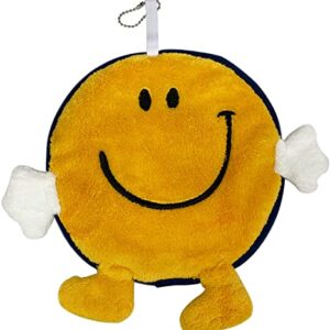 holawit Cute Happy Face Positive Smile Character Microfiber Coral Velvet Ultra Soft Super Absorbent Hand Towel with Hanging Loop