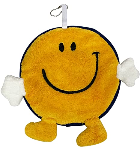 holawit Cute Happy Face Positive Smile Character Microfiber Coral Velvet Ultra Soft Super Absorbent Hand Towel with Hanging Loop