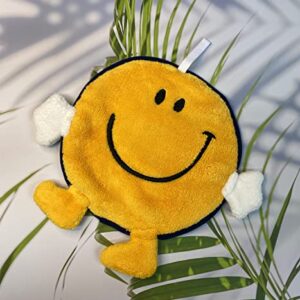 holawit Cute Happy Face Positive Smile Character Microfiber Coral Velvet Ultra Soft Super Absorbent Hand Towel with Hanging Loop