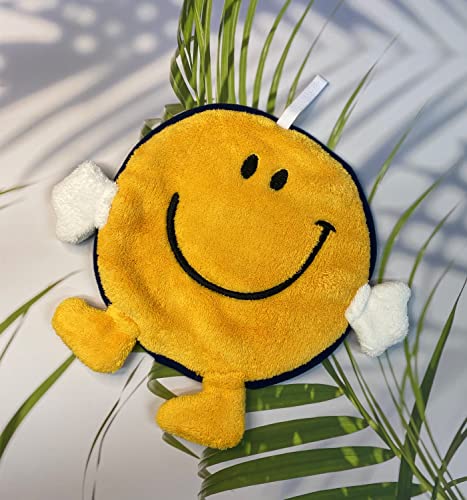 holawit Cute Happy Face Positive Smile Character Microfiber Coral Velvet Ultra Soft Super Absorbent Hand Towel with Hanging Loop