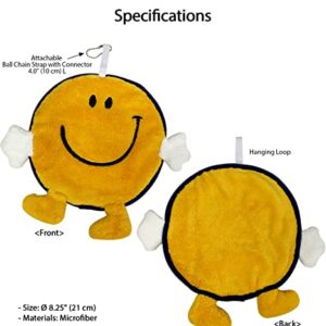 holawit Cute Happy Face Positive Smile Character Microfiber Coral Velvet Ultra Soft Super Absorbent Hand Towel with Hanging Loop