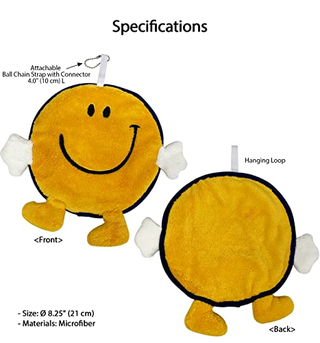 holawit Cute Happy Face Positive Smile Character Microfiber Coral Velvet Ultra Soft Super Absorbent Hand Towel with Hanging Loop