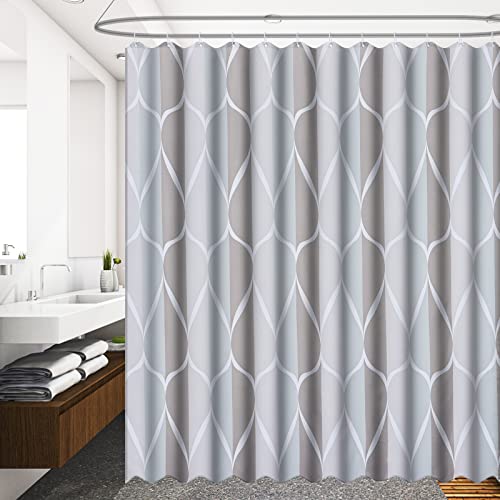 Woisut Shower Curtains, Thickened Water Proof Quick Drying Shower Curtain Set 72 x 72 Inches with 12 Rustproof Hooks and for Bathroom Shower, Grey Polyester Shower Curtain Machine Wash