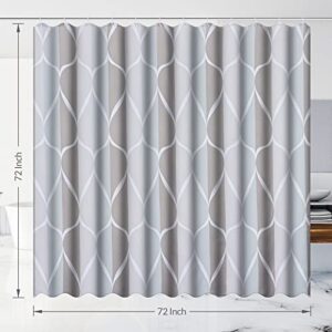 Woisut Shower Curtains, Thickened Water Proof Quick Drying Shower Curtain Set 72 x 72 Inches with 12 Rustproof Hooks and for Bathroom Shower, Grey Polyester Shower Curtain Machine Wash