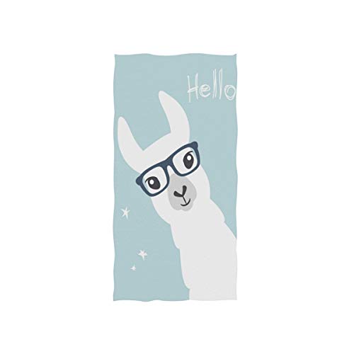 MOYYO Cute Llama Alpaca Hand Towels Soft Highly Absorbent Large Hand Towels 15 x 30inch Fingertip Towels Bath Towel Multiprupose for Hand Face Bathroom Gym Hotel Spa